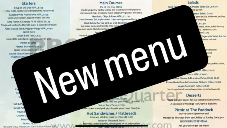 New Menu - The Paddock